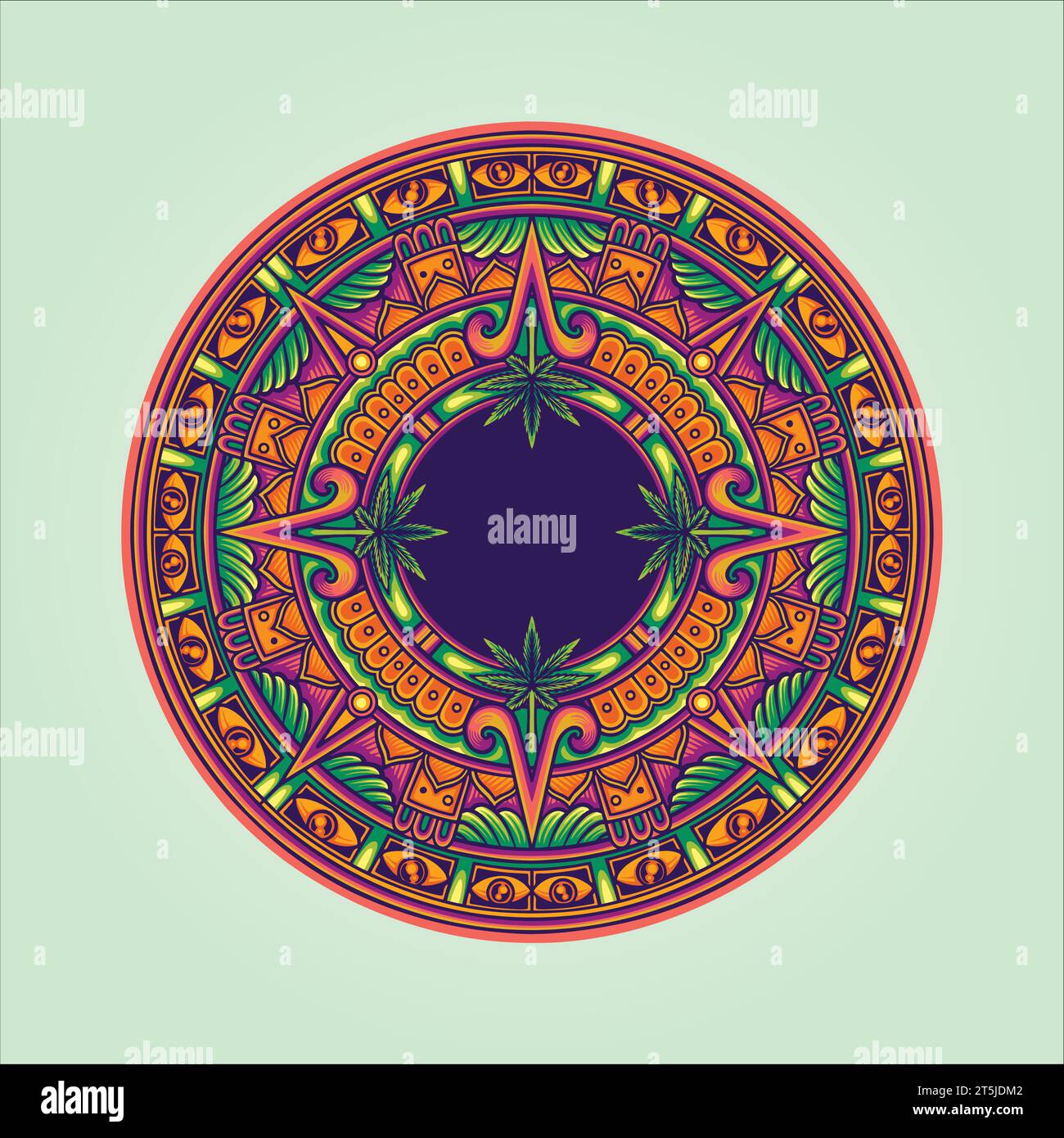 Weed leaf mandala circle elegant vector illustrations for your work ...