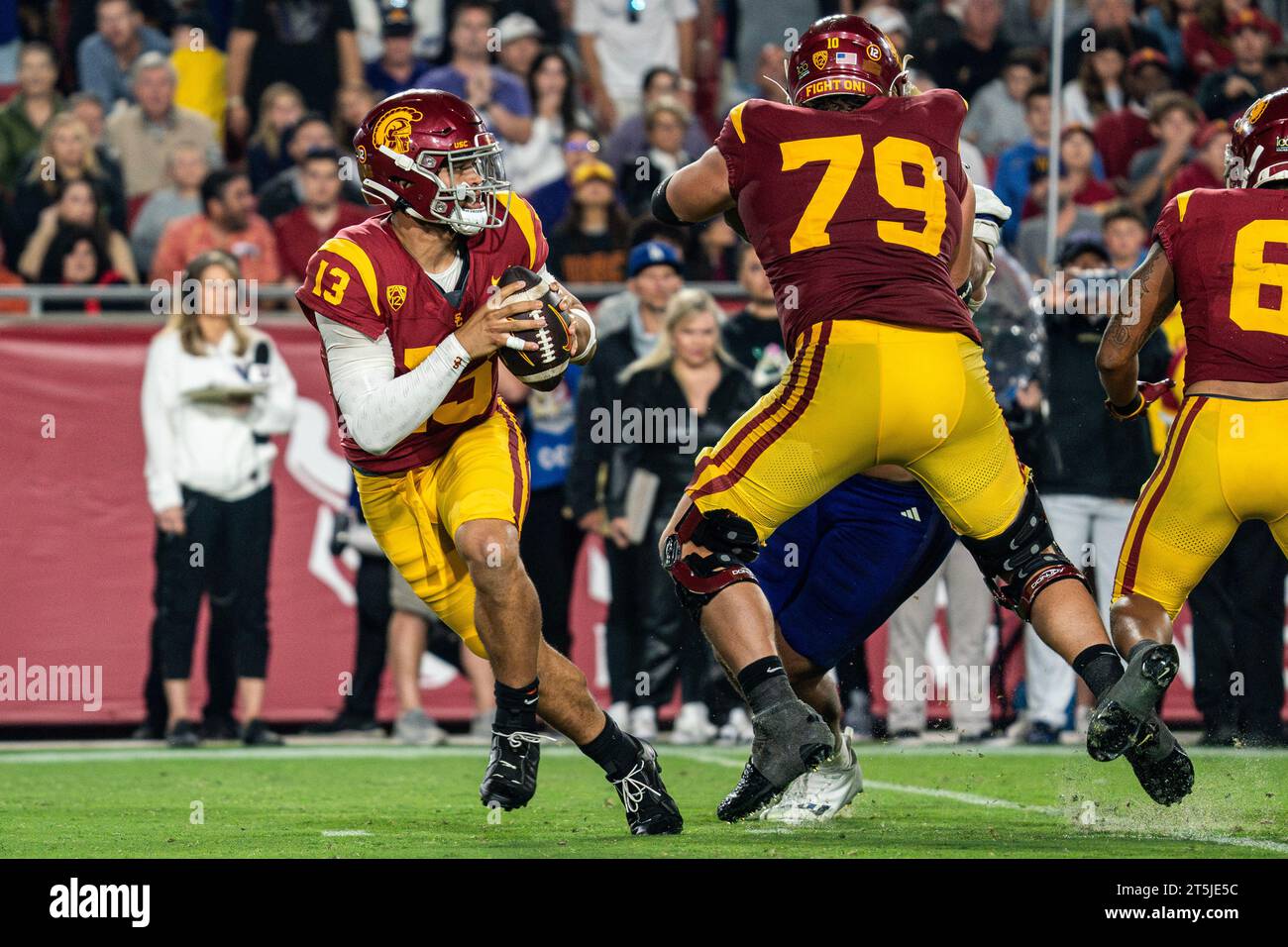USC Trojans quarterback Caleb Williams (13) drops back to pass during a ...