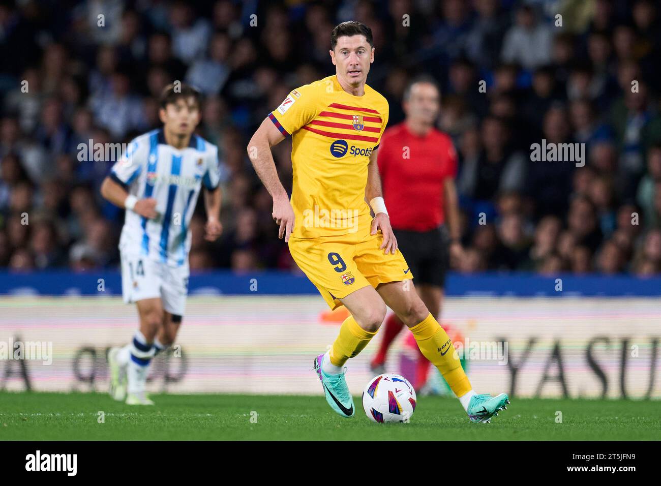 Robert Lewandowski of FC Barcelona in action during the LaLiga EA ...
