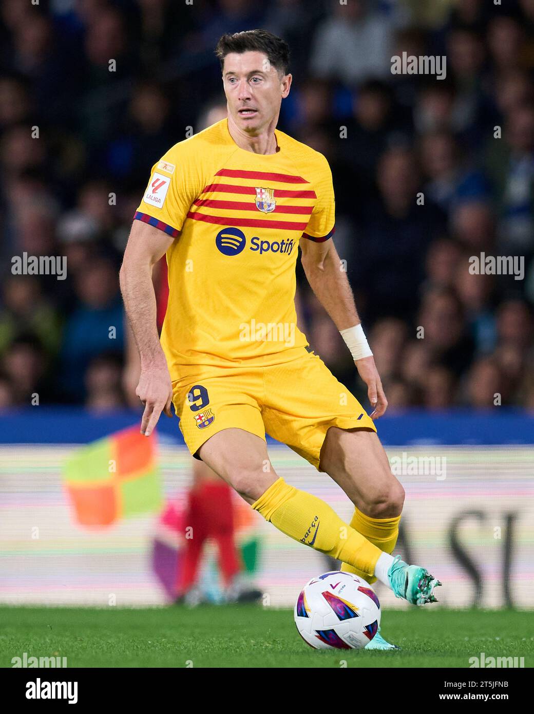 Robert Lewandowski of FC Barcelona in action during the LaLiga EA ...