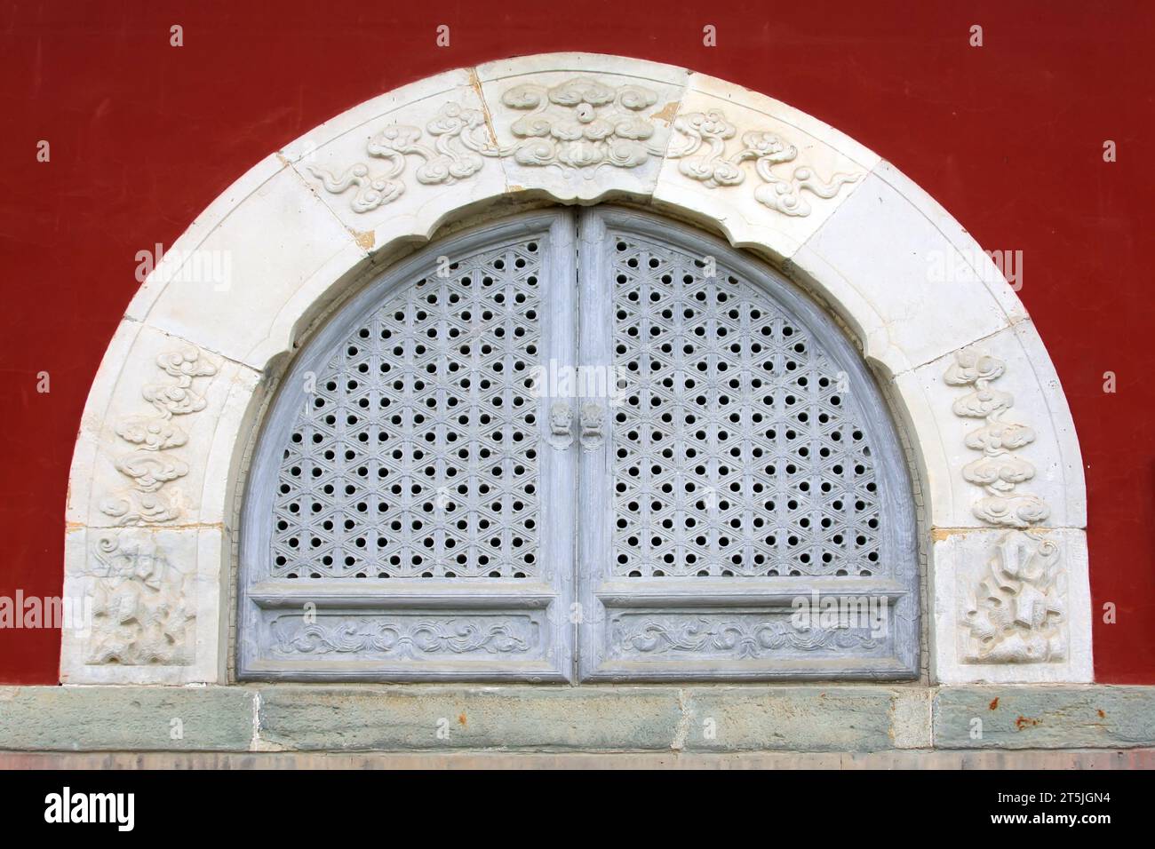 BEIJING - MAY 25: stone carving windows in the BeiDing Empress Temple ...