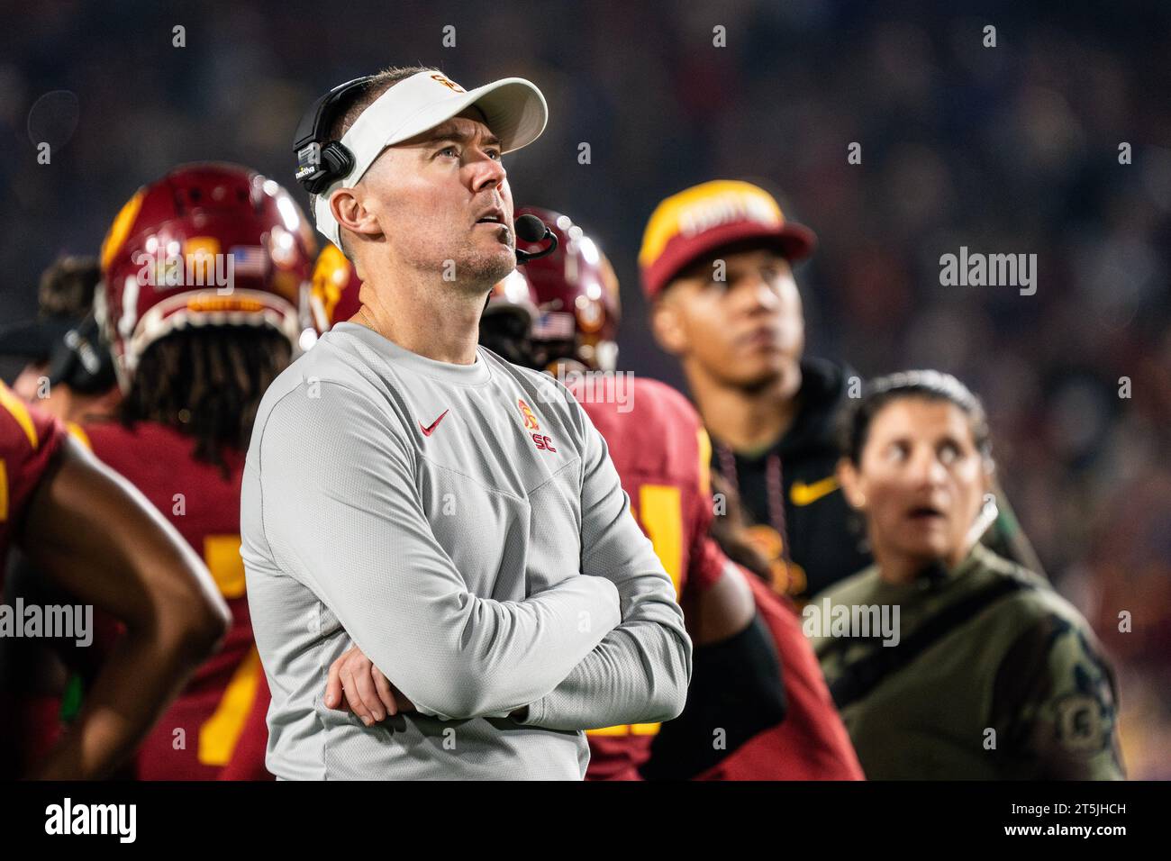 USC Trojans head coach Lincoln Riley during a NCAA football game ...