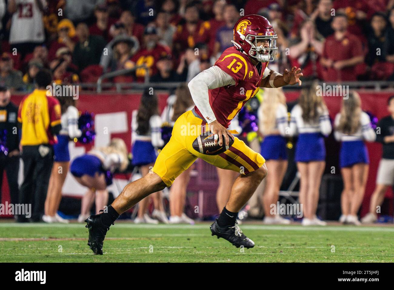USC Trojans quarterback Caleb Williams (13) scrambles during a NCAA ...