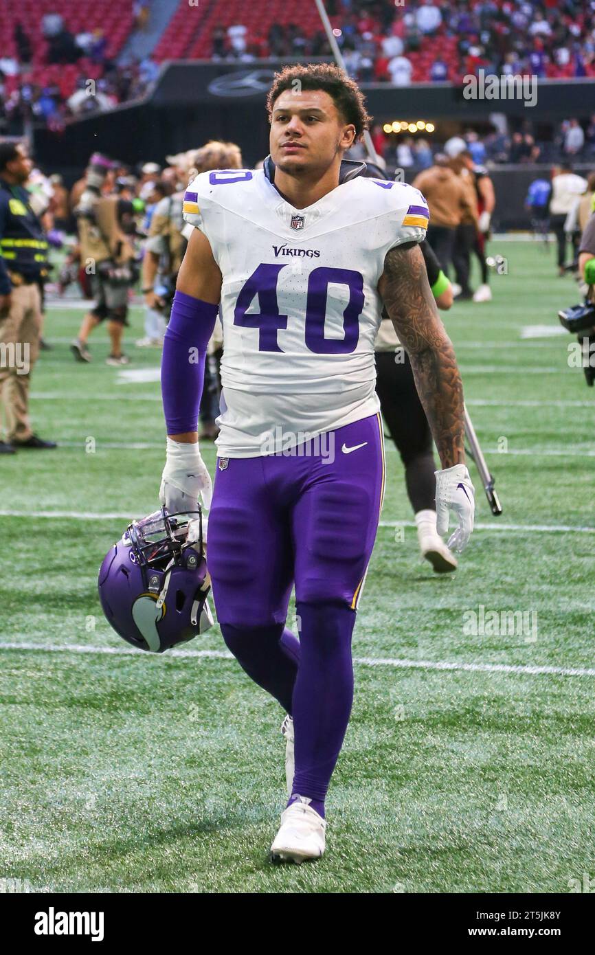 Atlanta, Georgia, USA. 5th Nov, 2023. Minnesota Vikings linebacker Ivan Pace Jr. (40) after the ...