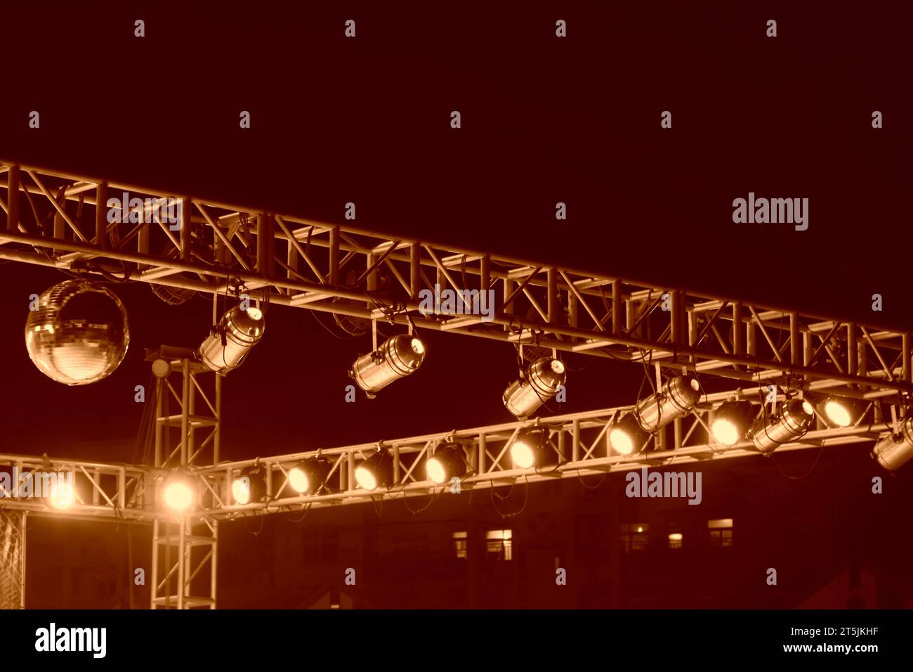 stage light on the metal frame in the dark Stock Photo - Alamy