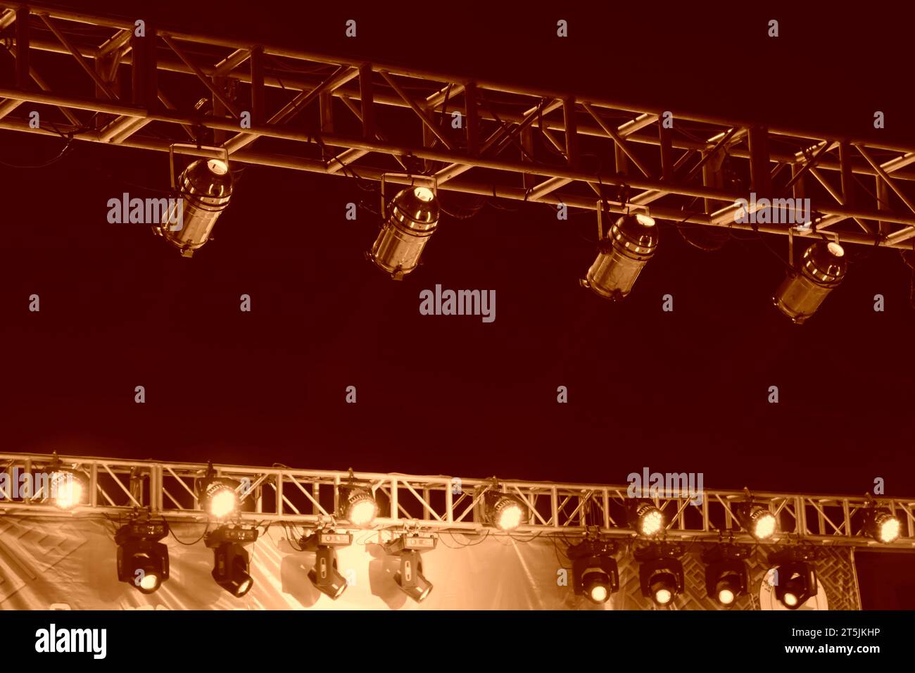 stage light on the metal frame in the dark Stock Photo - Alamy