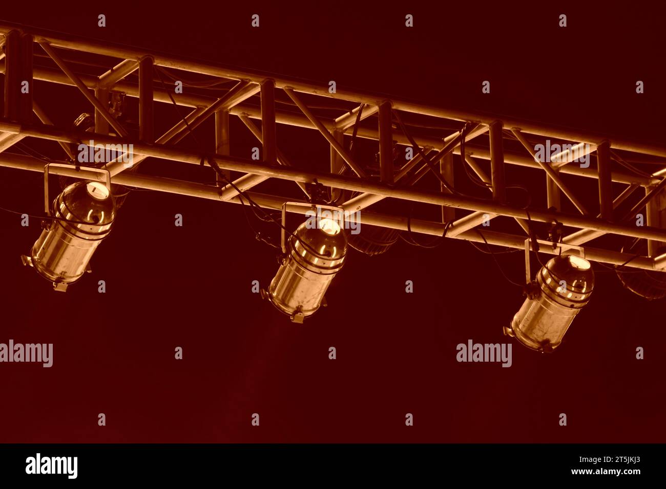 stage light on the metal frame in the dark Stock Photo - Alamy
