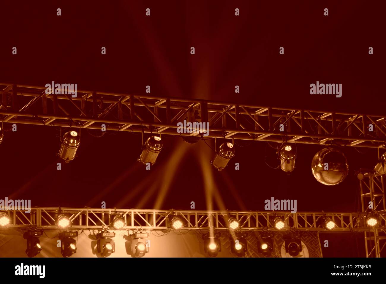 stage light on the metal frame in the dark Stock Photo - Alamy