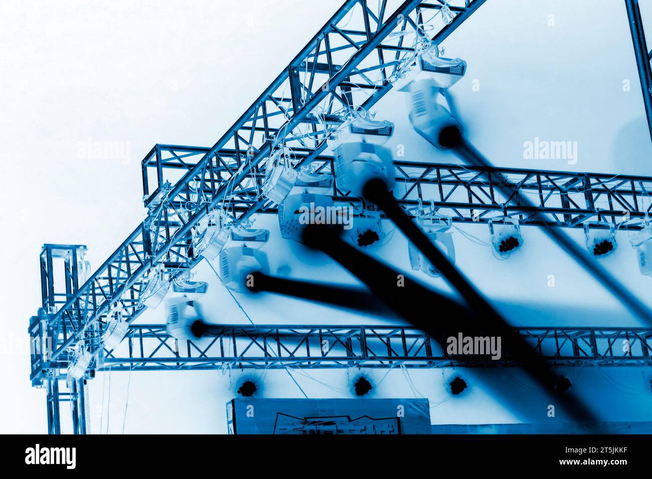 stage light on the metal frame in the dark Stock Photo - Alamy
