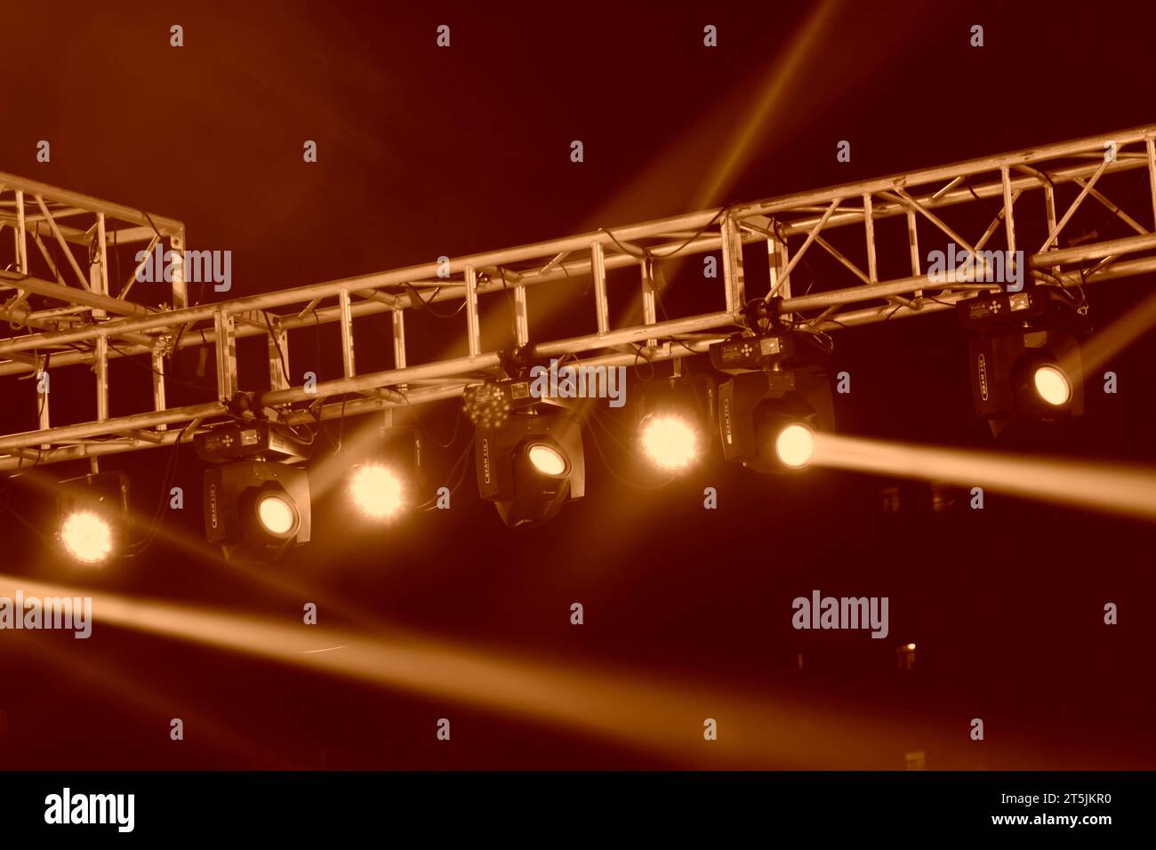 stage light on the metal frame in the dark Stock Photo - Alamy