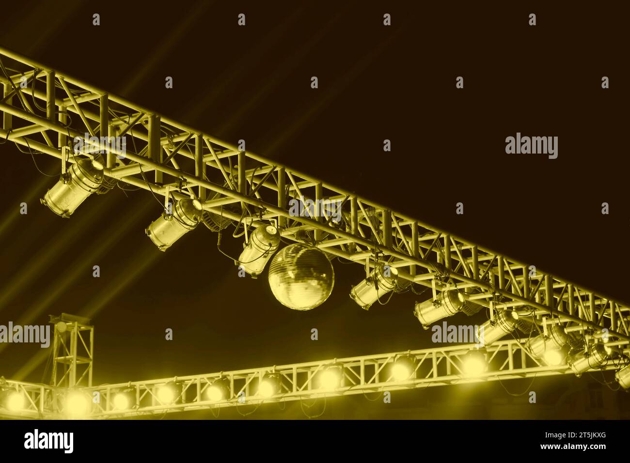 stage light on the metal frame in the dark Stock Photo - Alamy