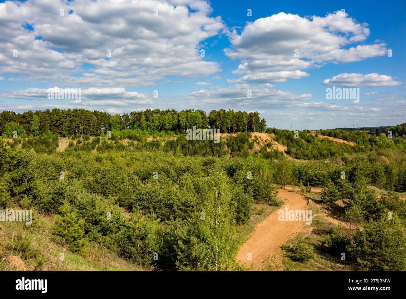 Picturesque landscape with a view of an overgrown old sand quarry Stock ...