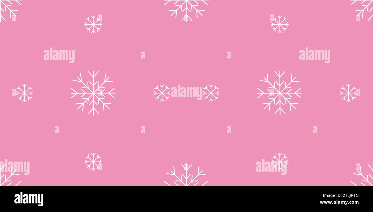Beautiful snowflakes on pink background, seamless pattern, flat vector ...