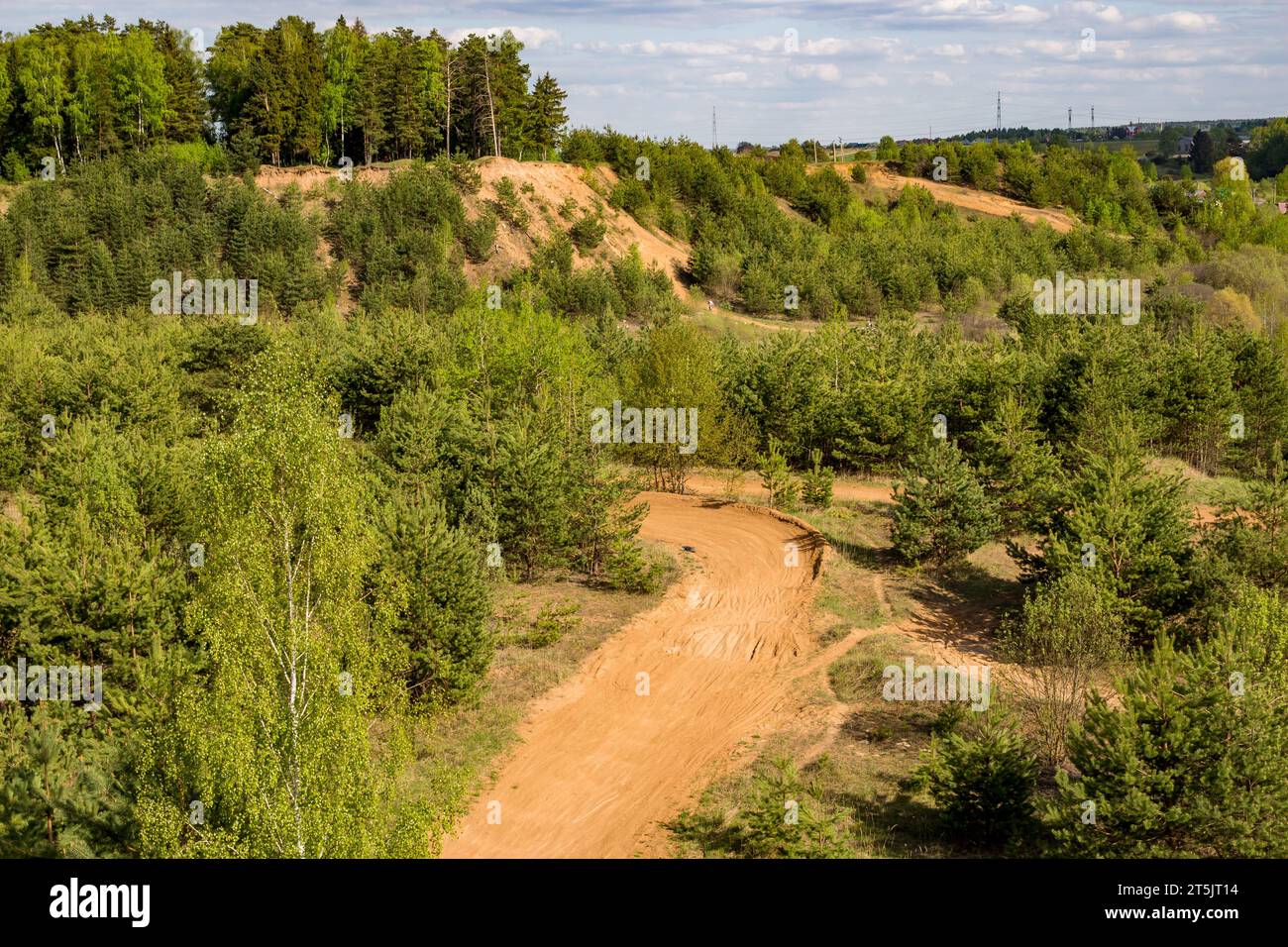 View of the motorcycle racing track on the territory of the old sand ...
