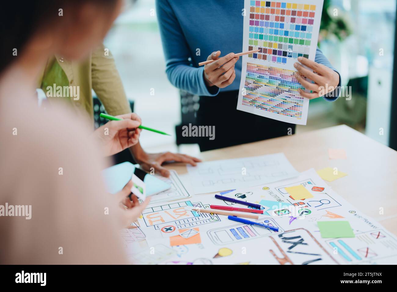 Team of Creative Web, Graphic Designer planning, drawing website ux ui ...