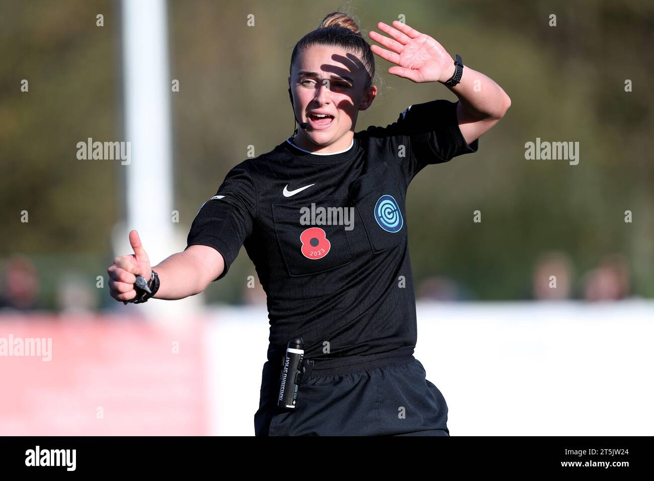 Durham City on Sunday 5th November 2023.Match referee Grace Lowe during ...