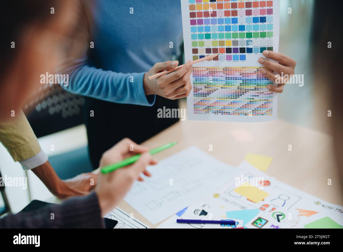 Team of Creative Web, Graphic Designer planning, drawing website ux ui ...