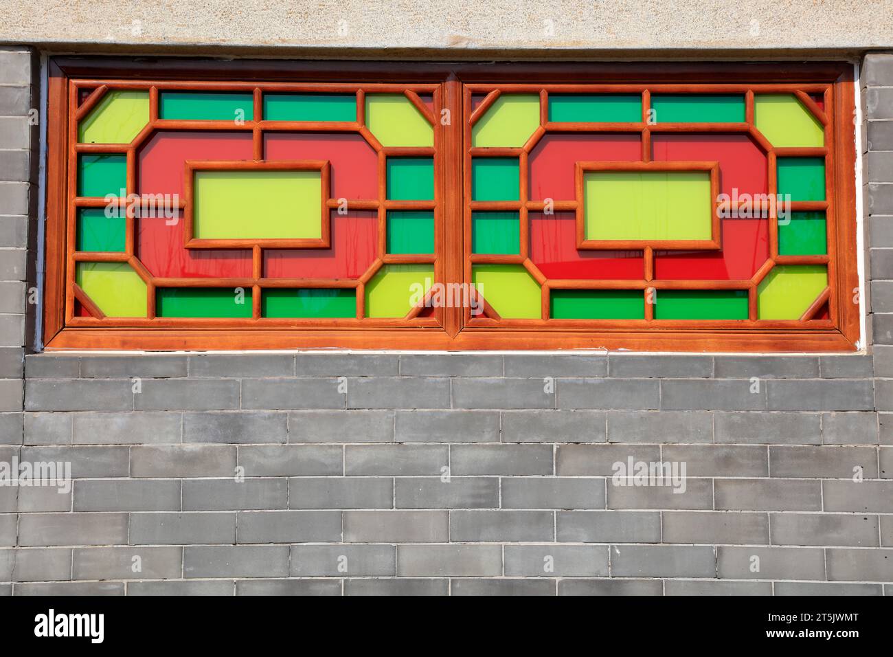 Colored wooden window lattice Stock Photo - Alamy