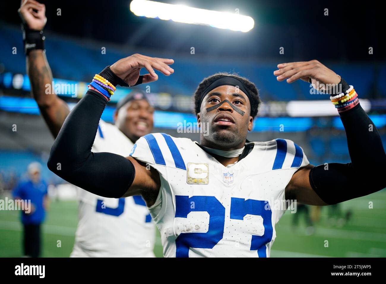 Indianapolis Colts cornerback Kenny Moore II celebrates after their win ...