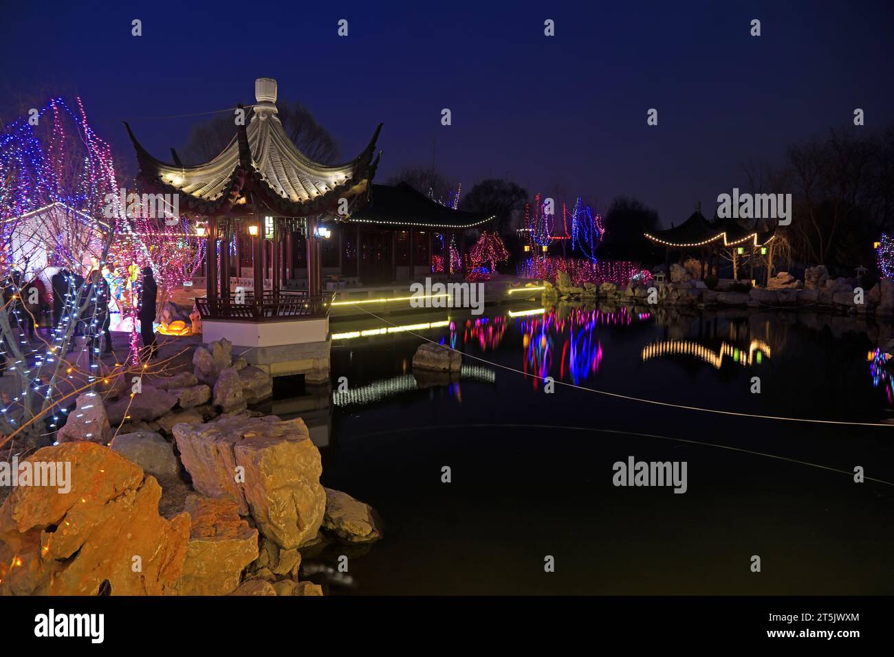 Chinese traditional architecture in the night Stock Photo - Alamy