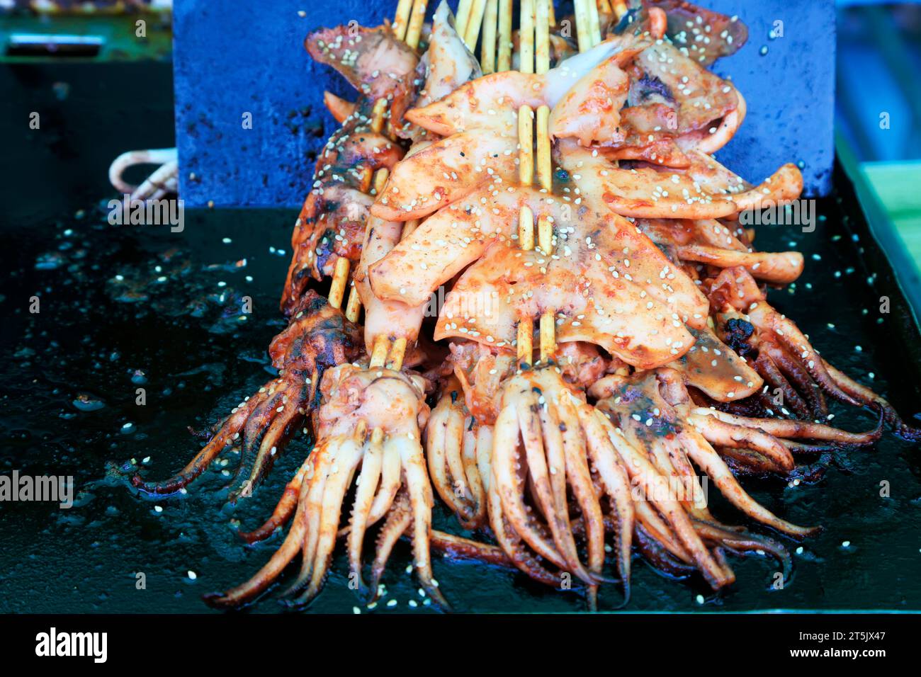 Chinese gourmet fire squid Stock Photo - Alamy