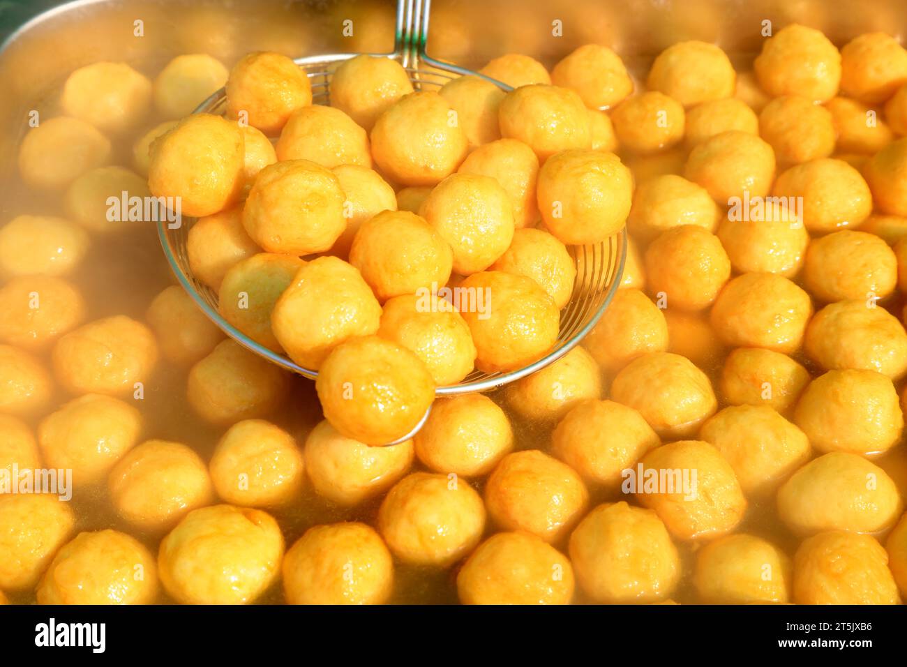 Chinese snack fish balls and leakage Stock Photo - Alamy