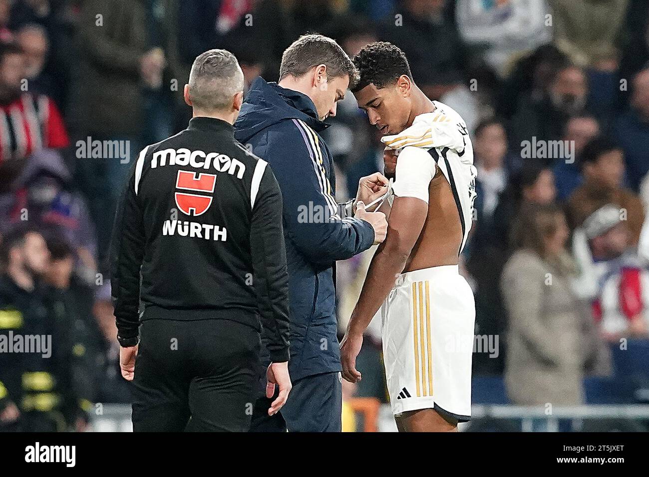 Madrid, Spain. 05th Nov, 2023. Real Madrid's Jude Bellingham injured ...
