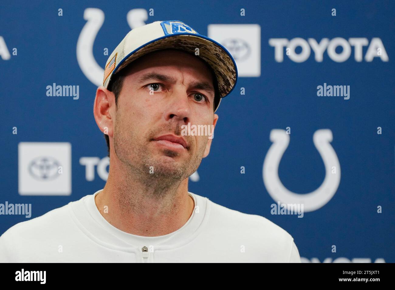 Indianapolis Colts head coach Shane Steichen speaks during a news ...