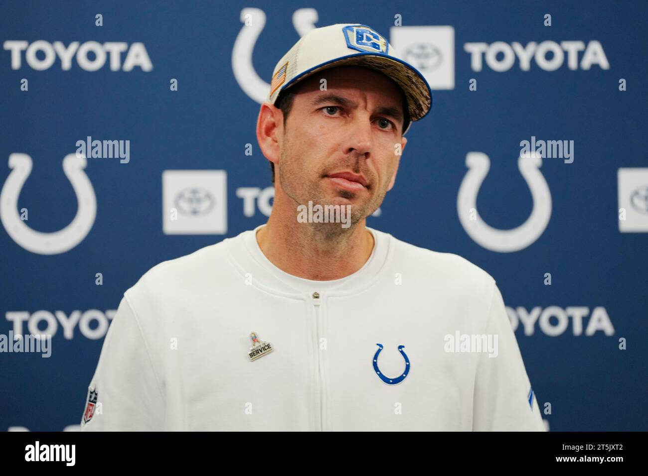 Indianapolis Colts head coach Shane Steichen speaks during a news ...
