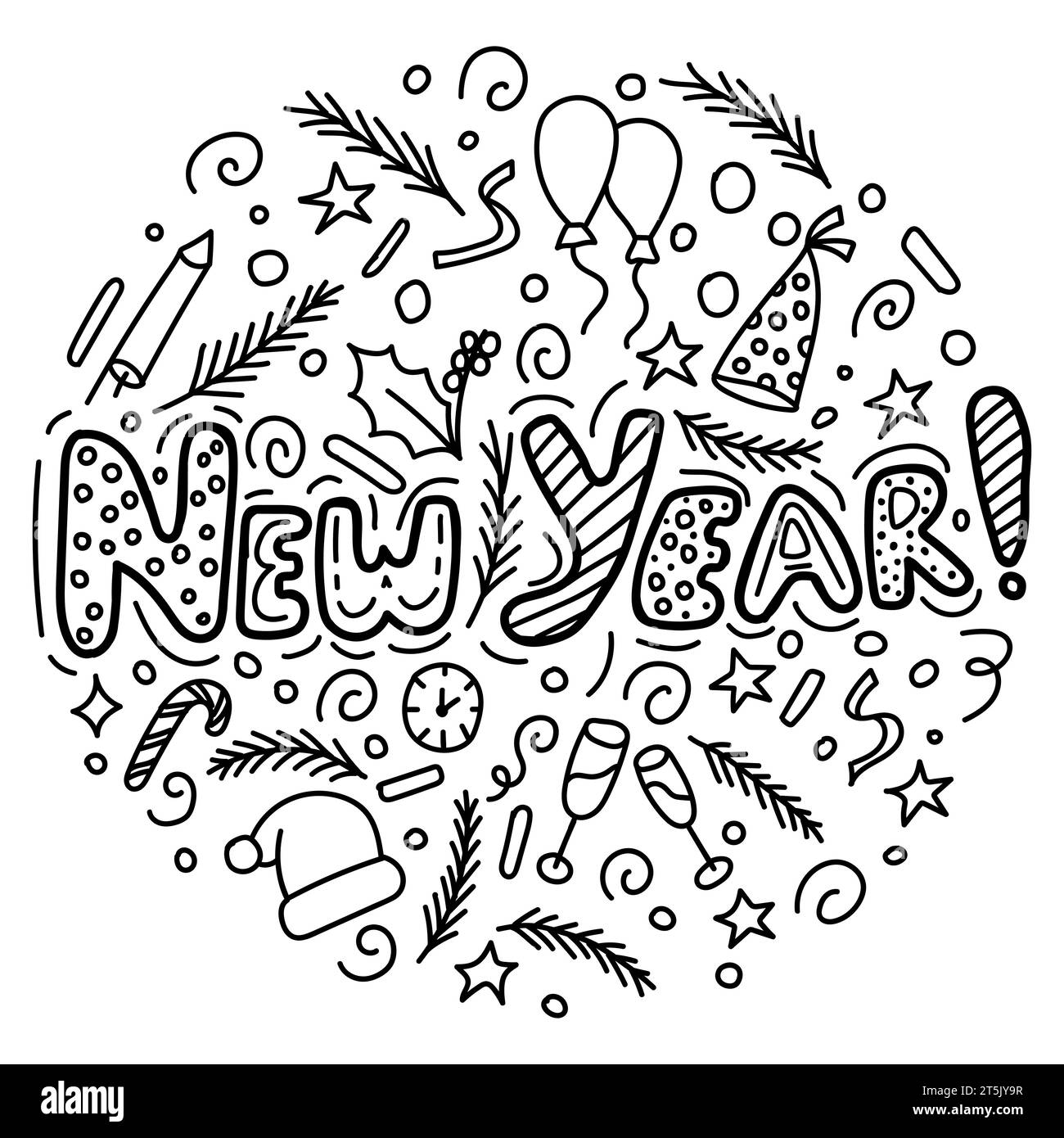 set of new year doodles Stock Vector Image & Art - Alamy