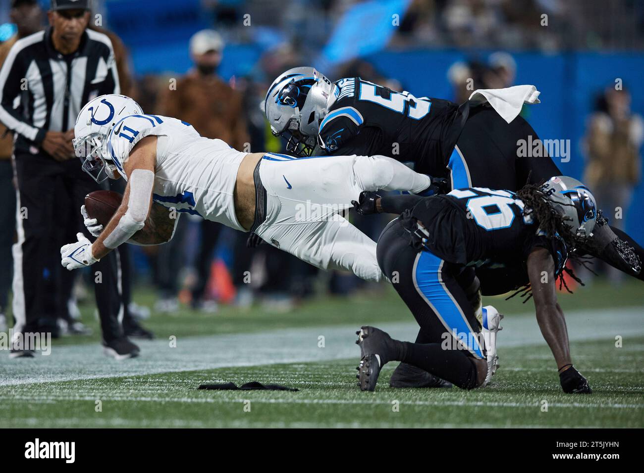 Indianapolis Colts wide receiver Michael Pittman Jr. (11) is tackled by ...