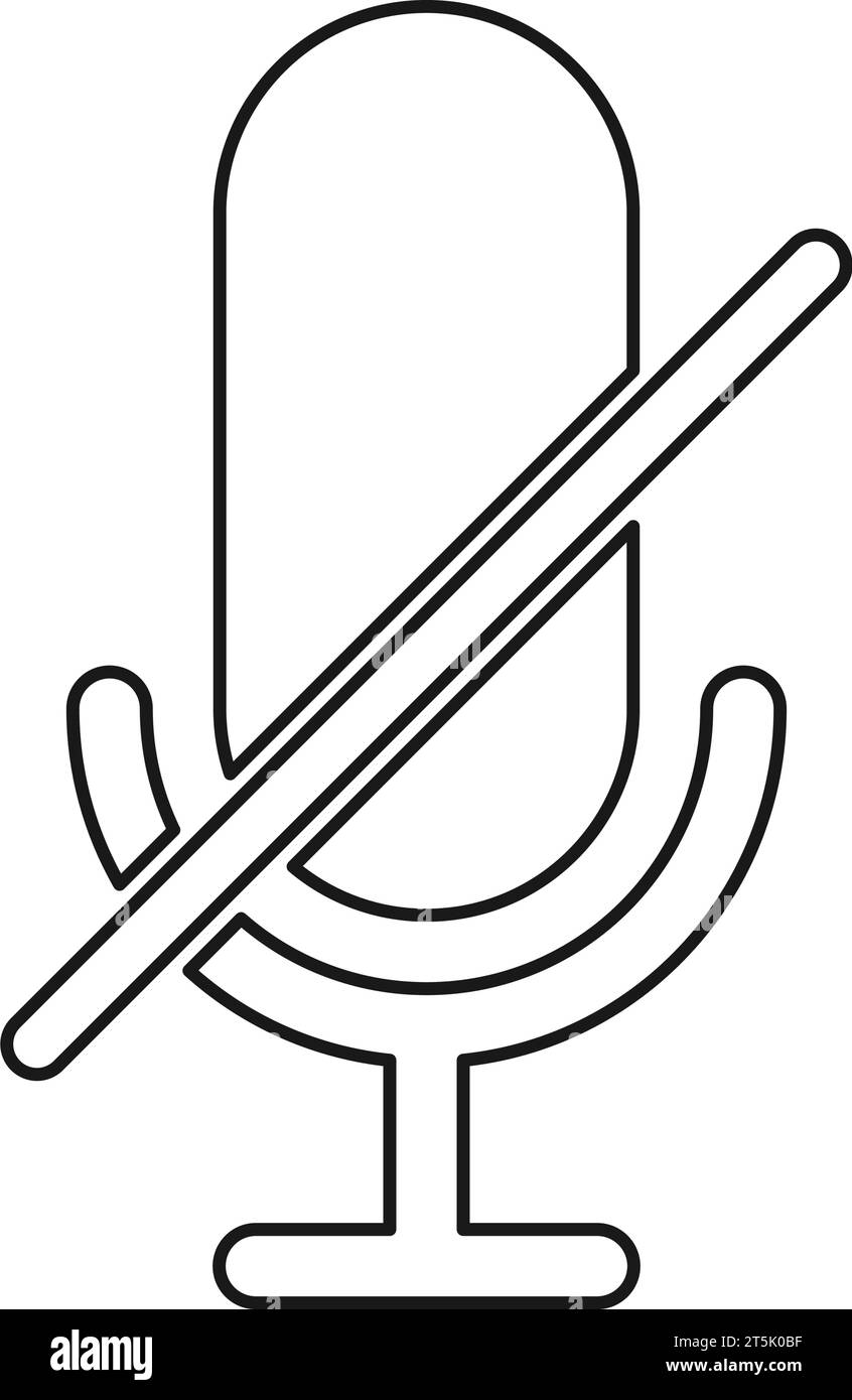 Mute icon symbol with line through the microphone in vector Stock ...
