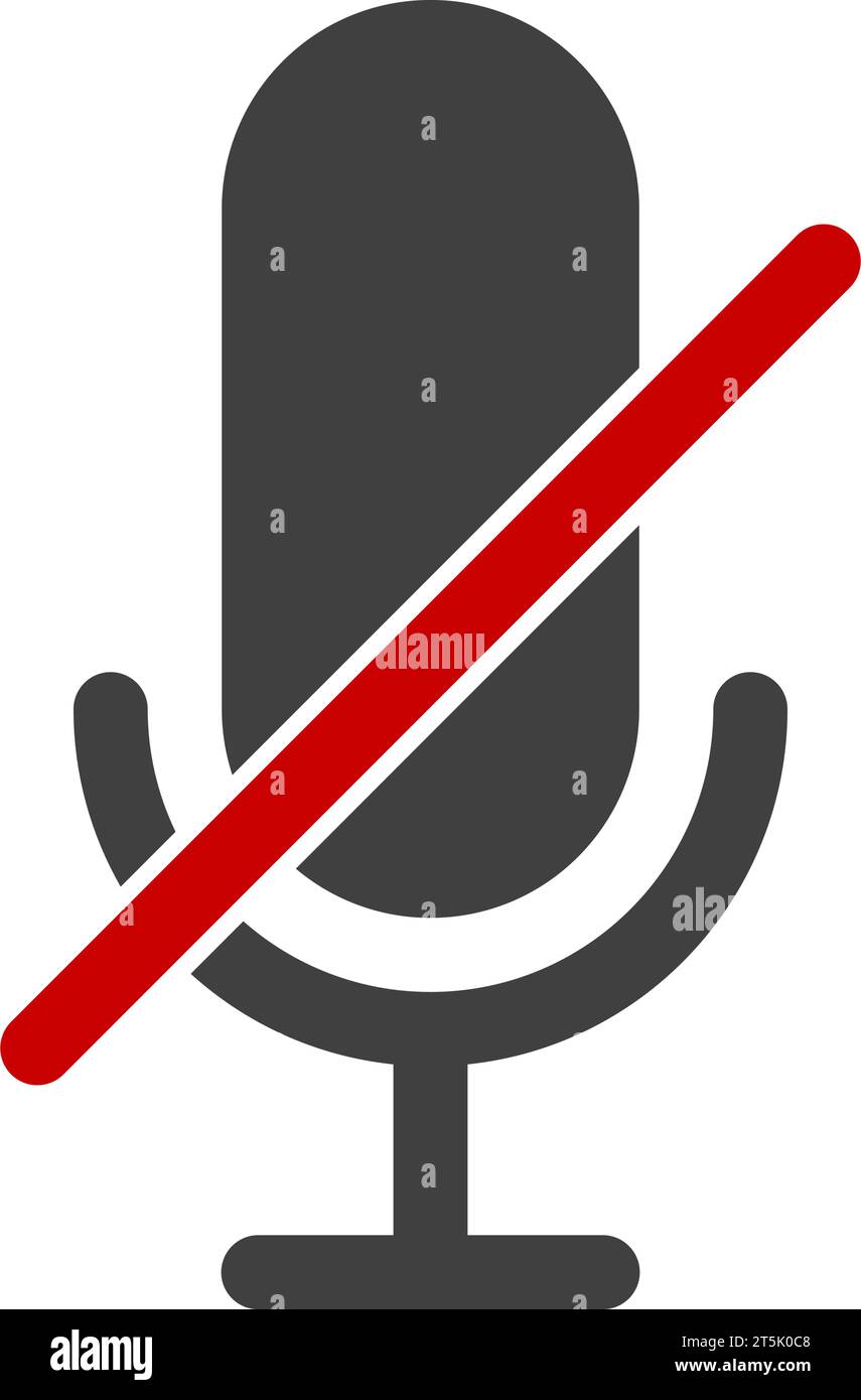 Mute icon symbol with line through the microphone in vector Stock ...