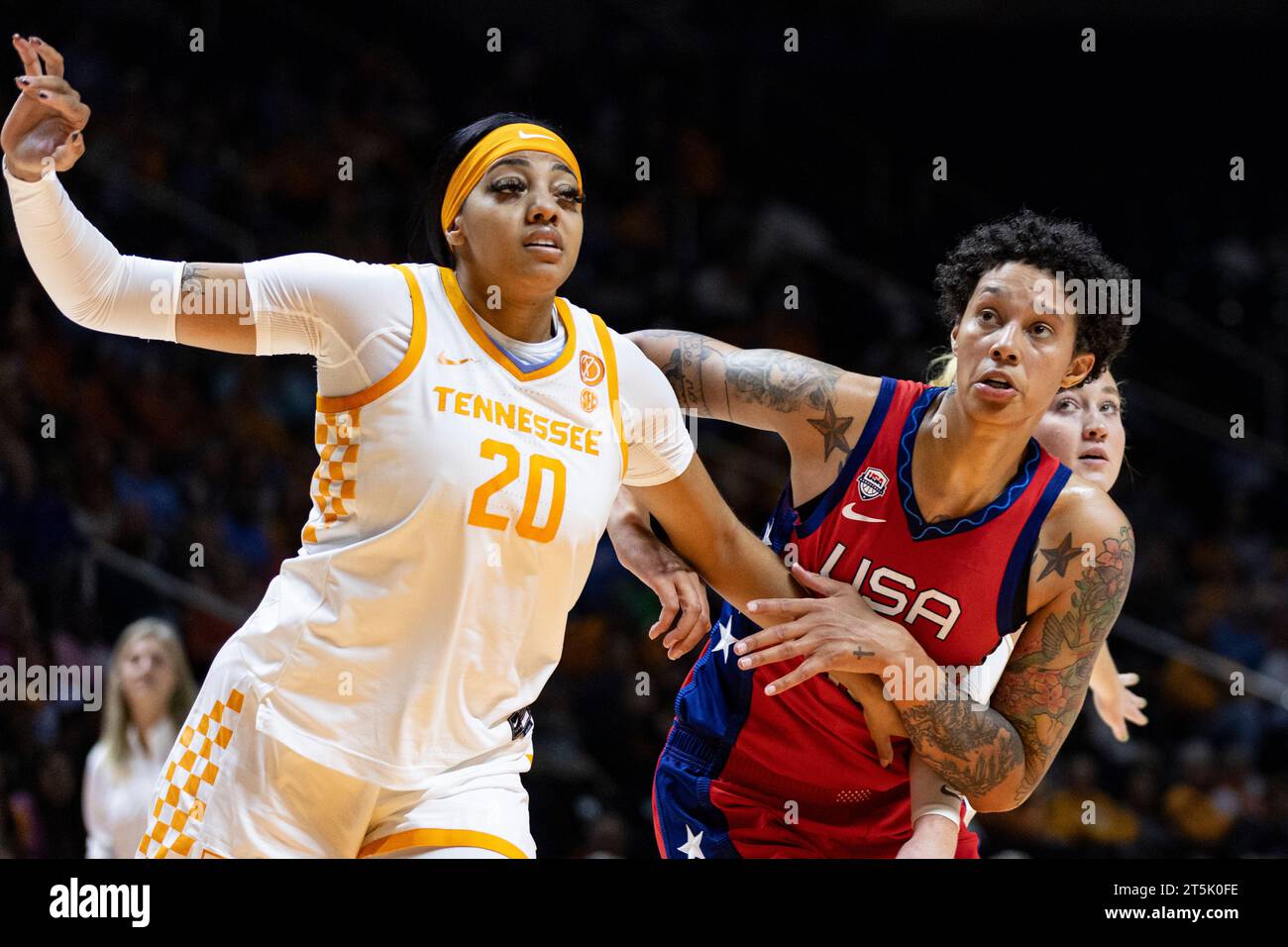 Tennessee center Tamari Key (20) blocks out Team USA center Brittany ...
