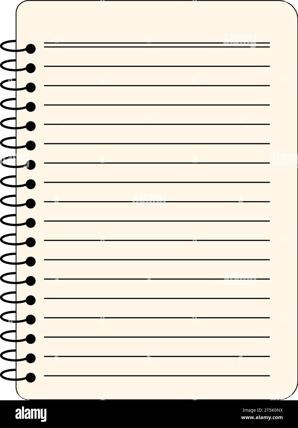 Notepad graphic with lined paper and spiral binding in vector Stock ...