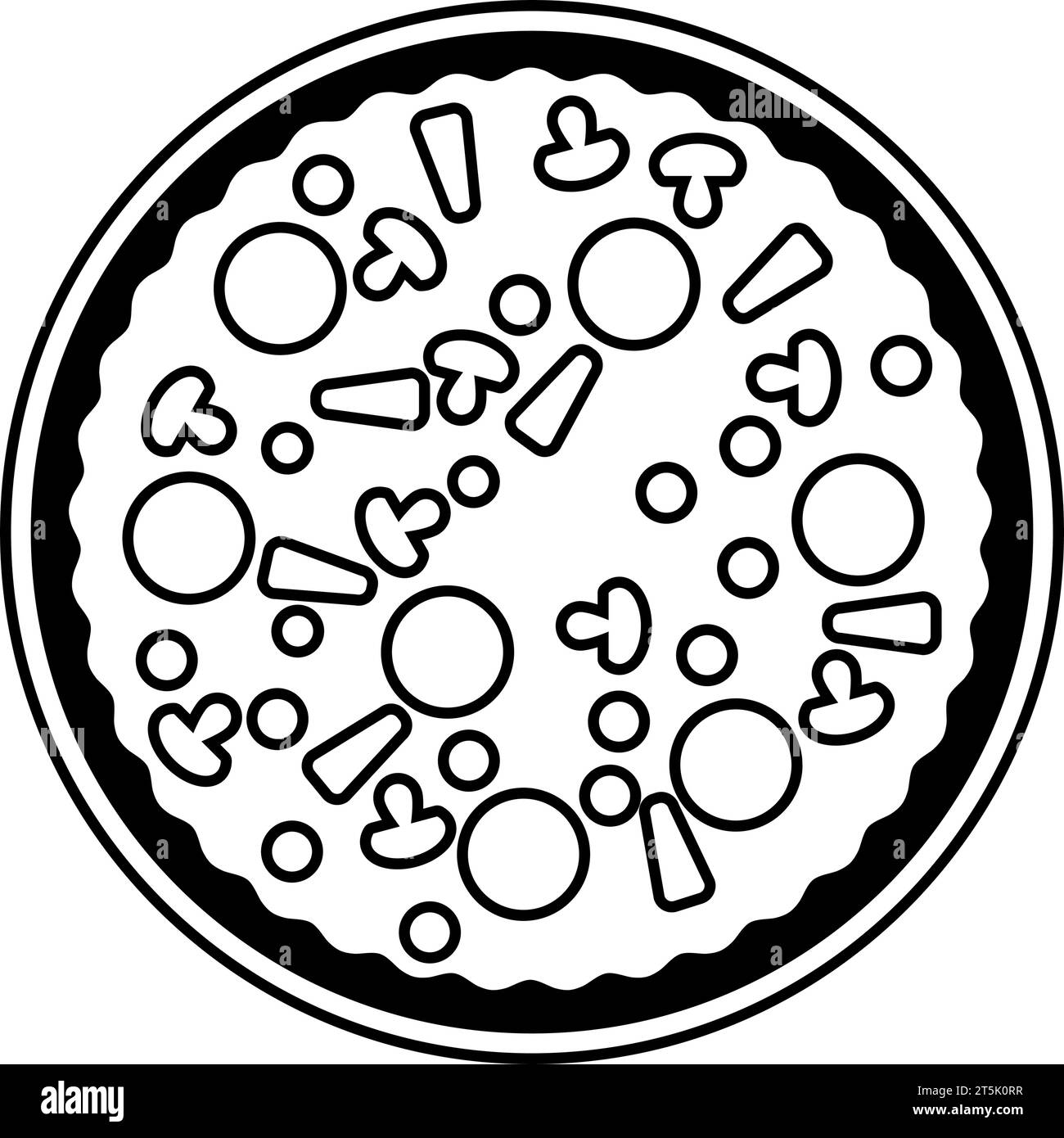 Top down view of a pizza or pizza pie for pizza shop concept in vector ...