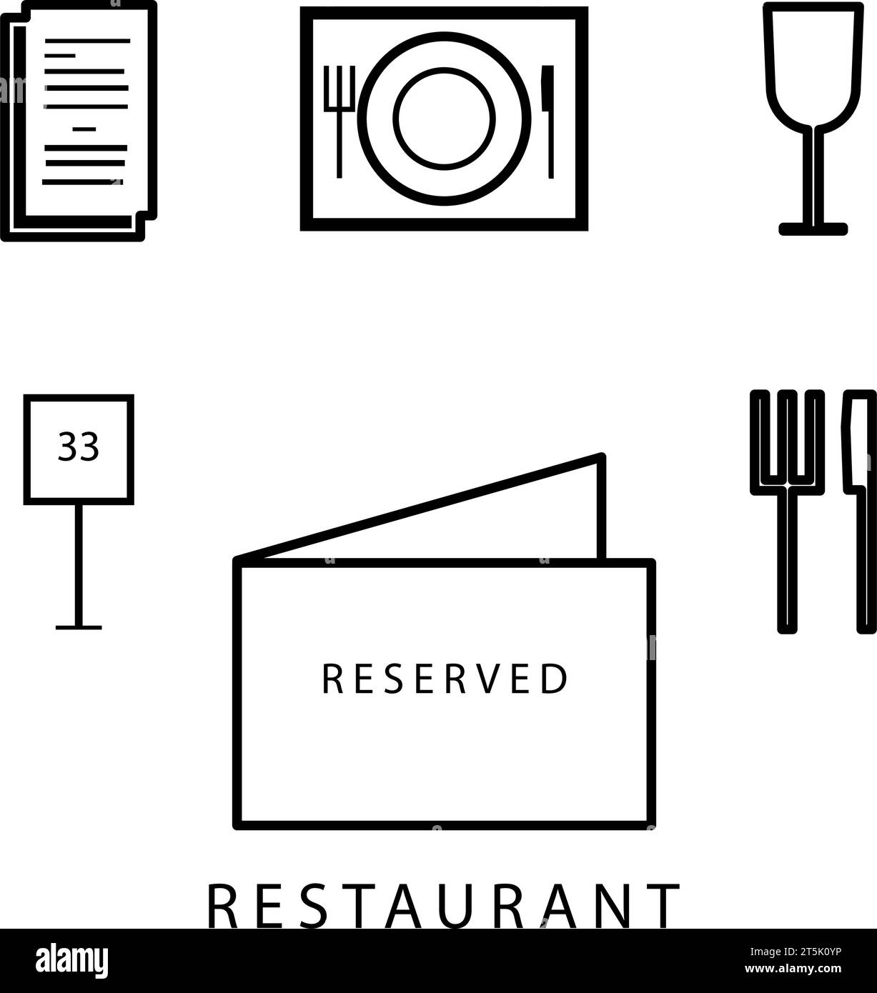 Simple restaurant related icon set in line drawing vector Stock Vector ...