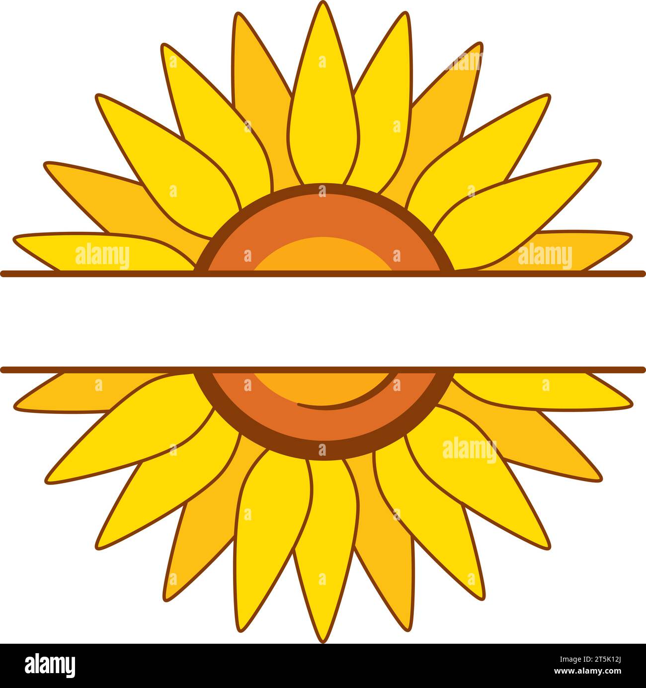 Sunflower monogram split into two pieces with copy space in vector ...