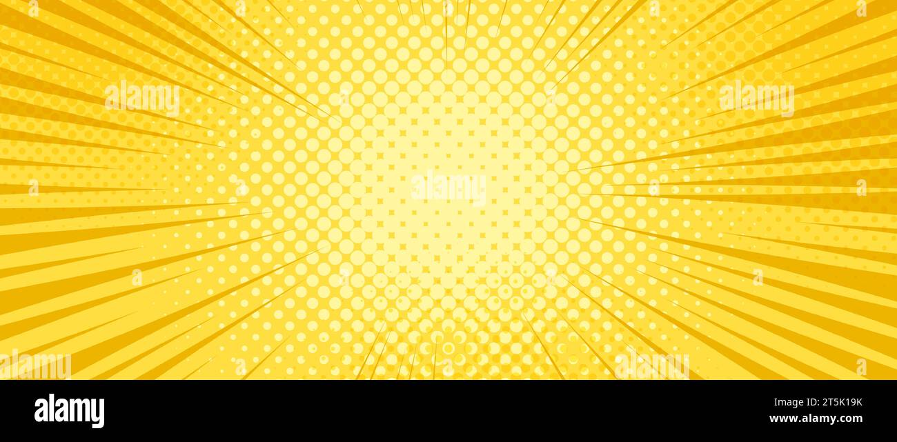 Yellow Radial Dotted Comic Background Speed Lines Wallpaper With Pop