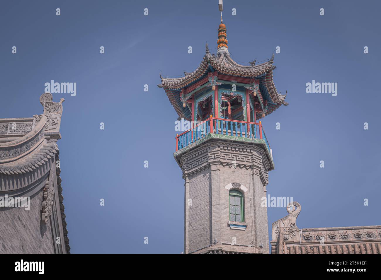Close up on the minaret of The Great Mosque of Hohhot (a mosque in ...