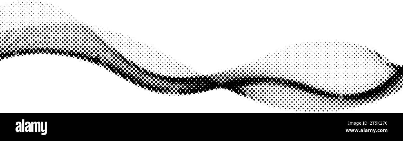 Halftone wave background. Dotted flowing shape wallpaper. Abstract wavy gradient texture. Black ...