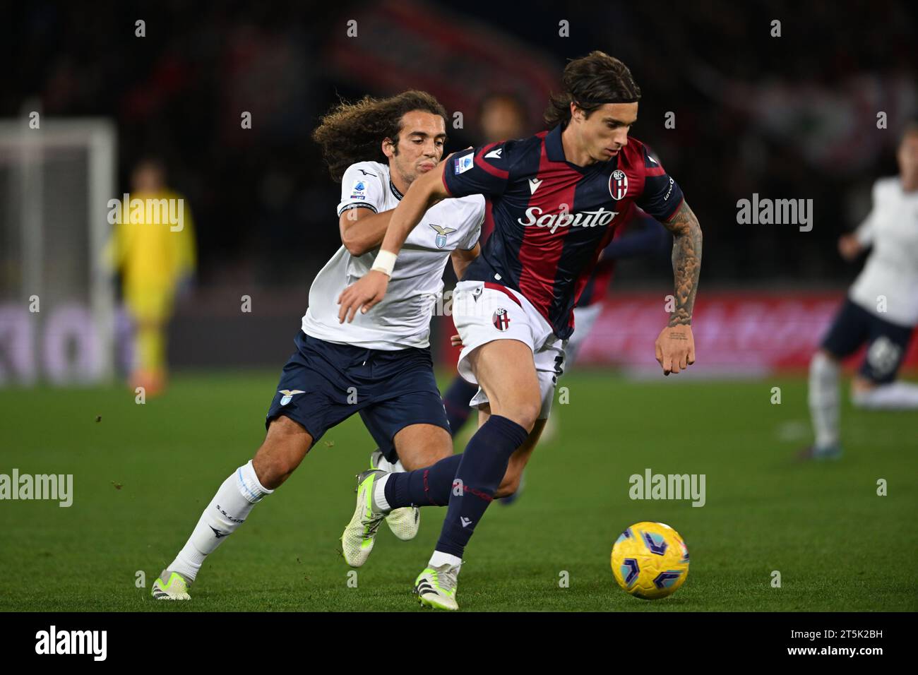 Riccardo Calafiori (Bologna)Matto Guendouze (Lazio) during the Italian ...