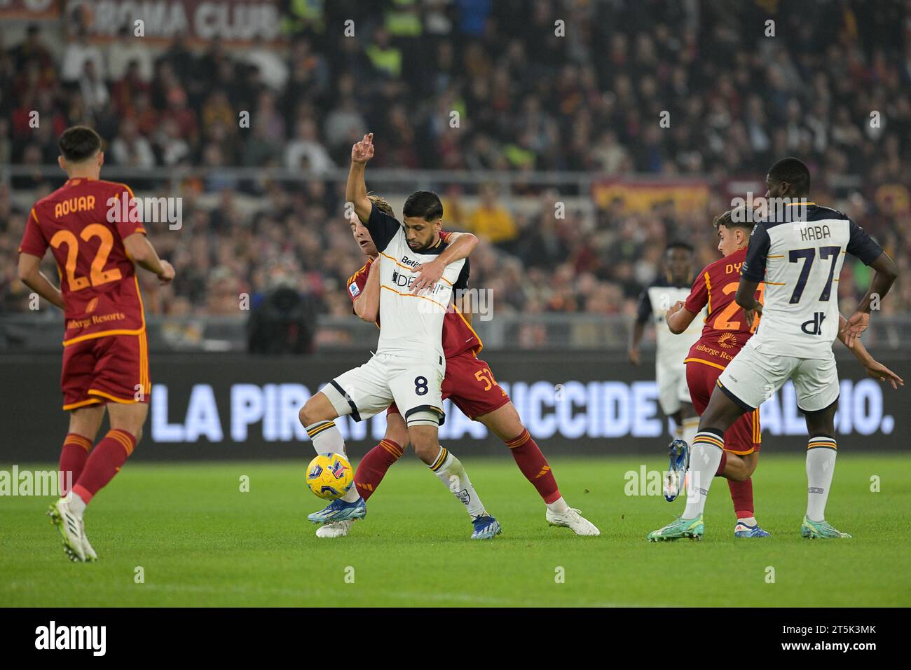 Rome, Italy, 5 Nov, 2023 Hamza Rafia of UC Lecce and Edoardo Bove of AS ...