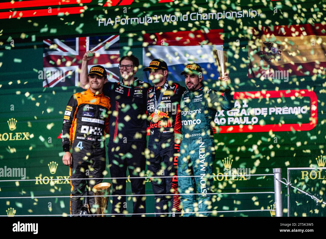 SAO PAULO, Brazil. 5th Nov, 2023. PODIUM with race winner Max ...