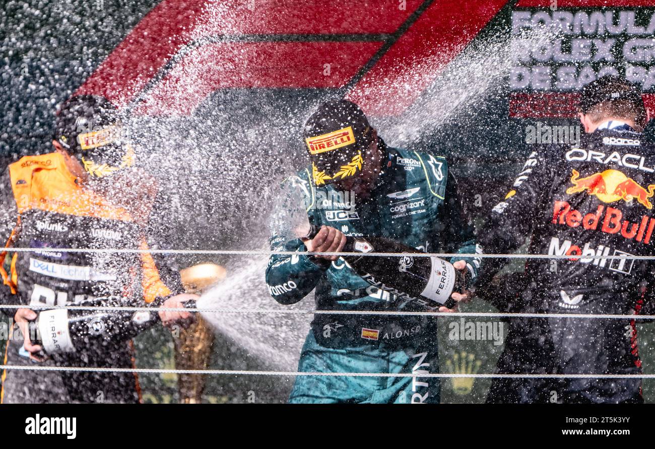 SAO PAULO, Brazil. 5th Nov, 2023. PODIUM CELEBRATION by #14, Fernando ...