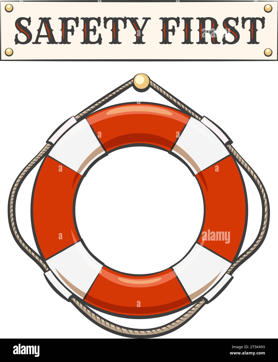 Lifebuoy with safety first sign Stock Vector Image & Art - Alamy