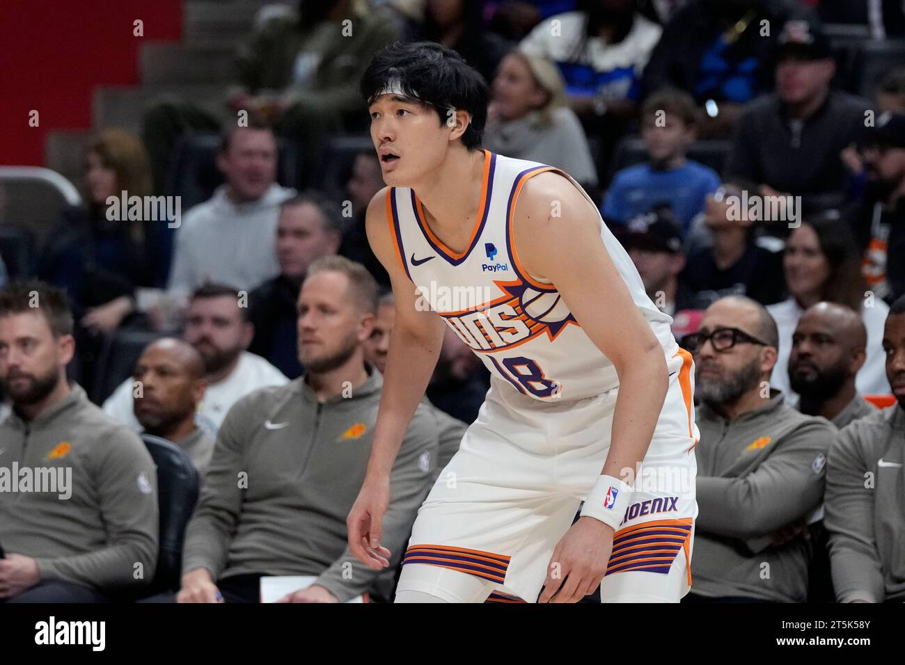 Phoenix Suns forward Yuta Watanabe plays during the first half of an ...