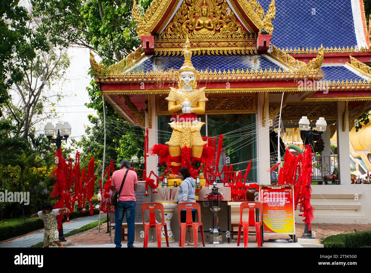 King Thao Wessuwan or Vasavana Kuvera giant statue of Wat Muang temple thai people travelers ...