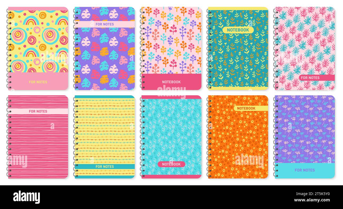 Trendy diary covers set. Notebook abstract and floral doodle ornament ...