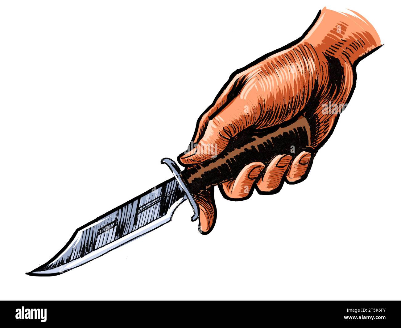 Hand holding a knife. Hand-drawn illustration Stock Photo - Alamy